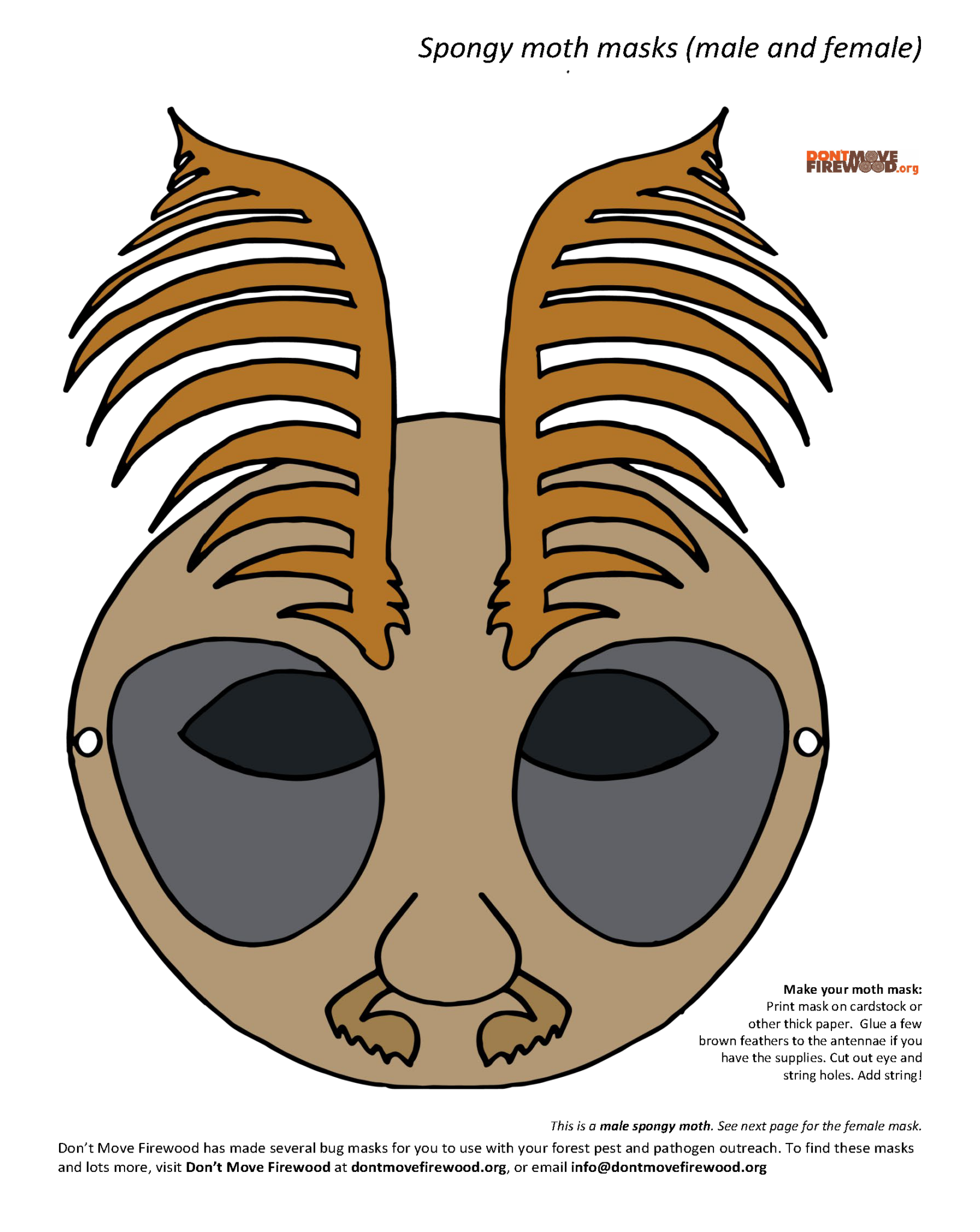 Spongy Moth Colored-In Masks - Don't Move Firewood